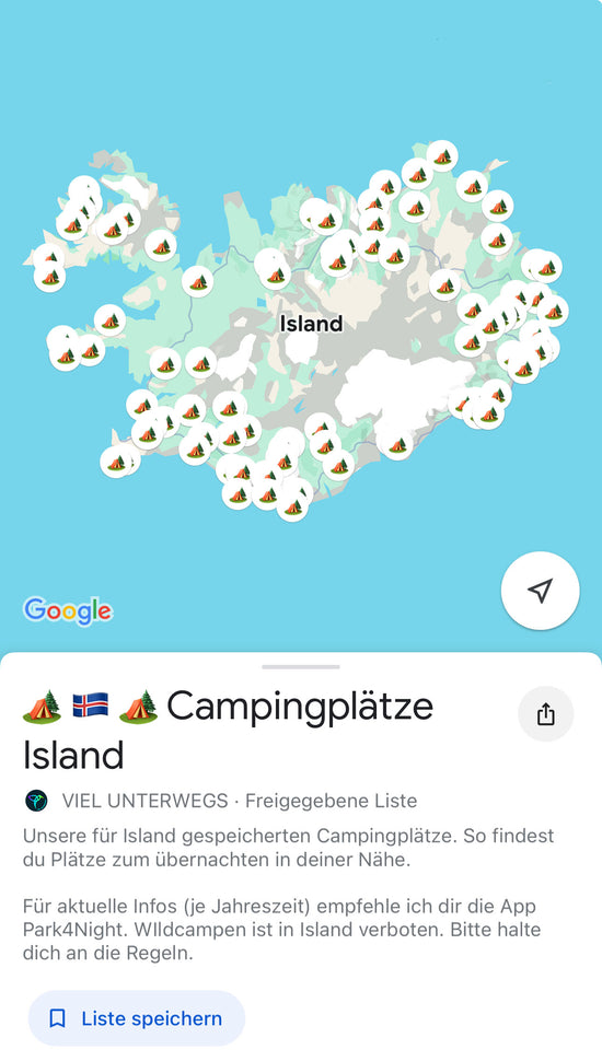 Island Karten für Google Maps Karte (App) mit Sehenswürdigkeiten, Essen ...